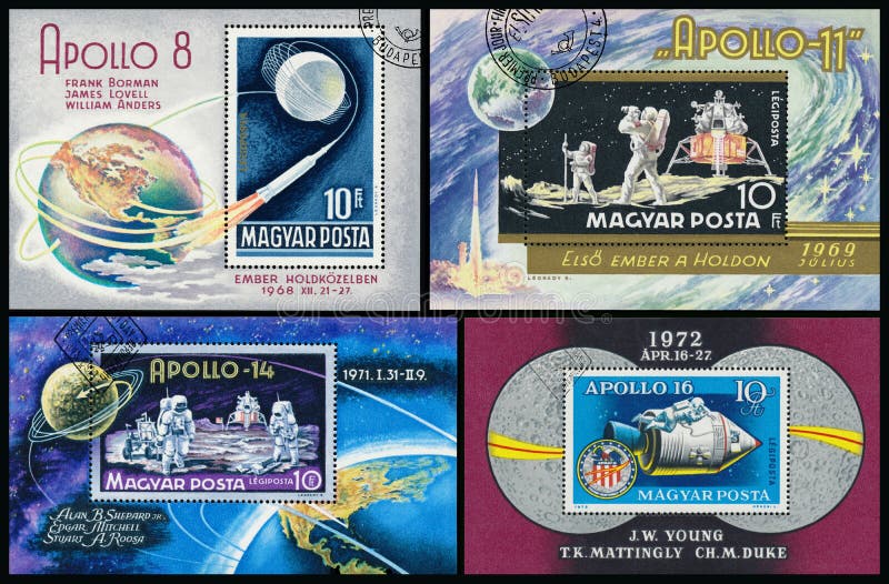 Stamp Printed in Hungary Shows Apollo 8 Editorial Image - Image of moon ...