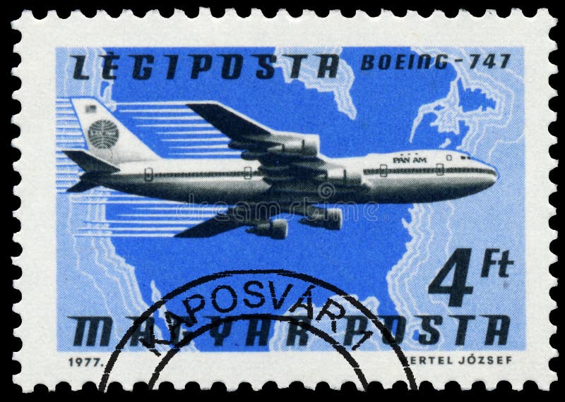 Stamp Printed in Hungary Shows Plane BOEING 747 Editorial Stock Photo ...
