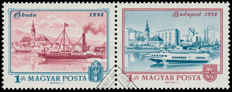 Stamp Printed in Hungary Shows View of Budapest Editorial Stock Image ...