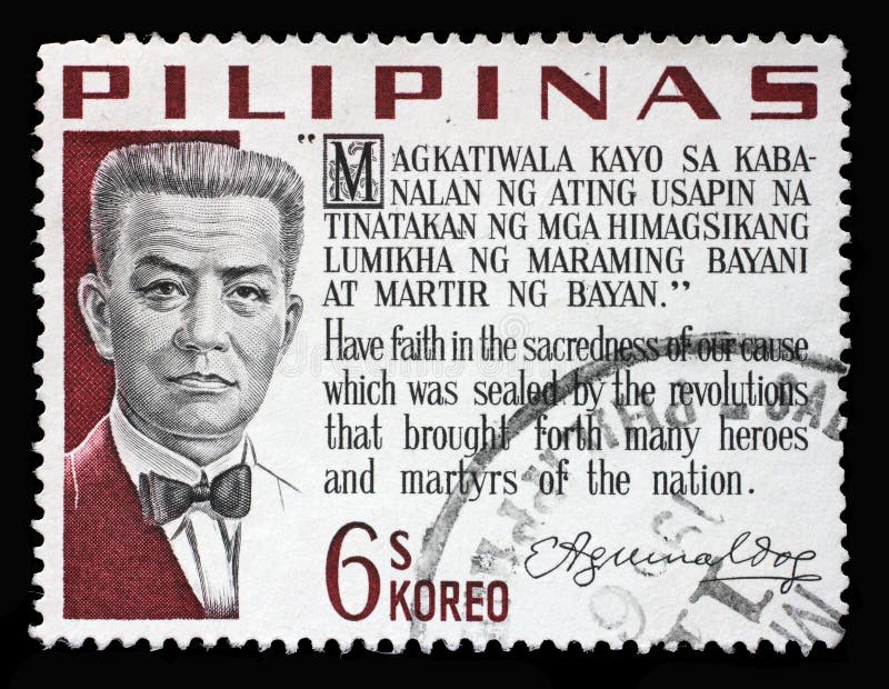 Stamp Printed in Philippines Shows Emilio Aguinaldo the First President ...