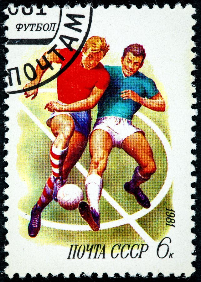A Stamp Printed in the USSR Shows Football Editorial Photography ...