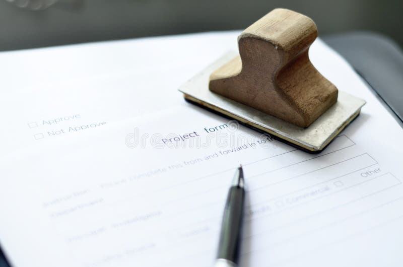 Stamp on project form stock image. Image of validate - 41625951
