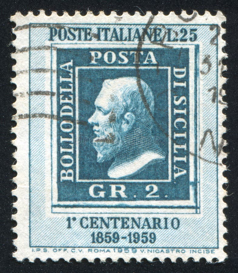 Stamp of Sicily editorial photo. Image of chin, face - 236008641