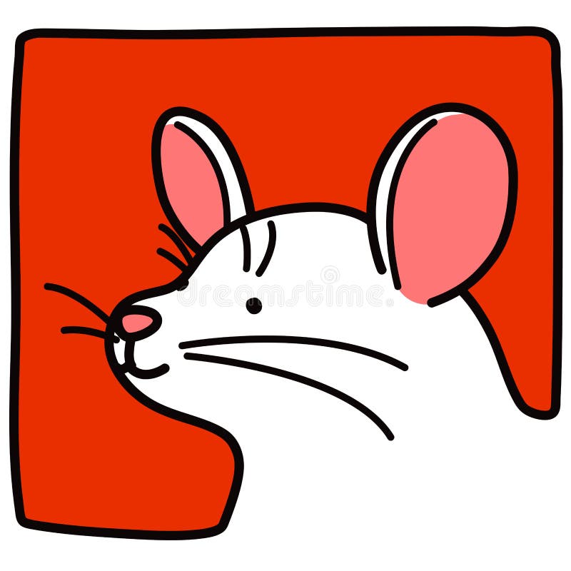 Stamp Style Mouse Head Red Background Stock Vector - Illustration of ...