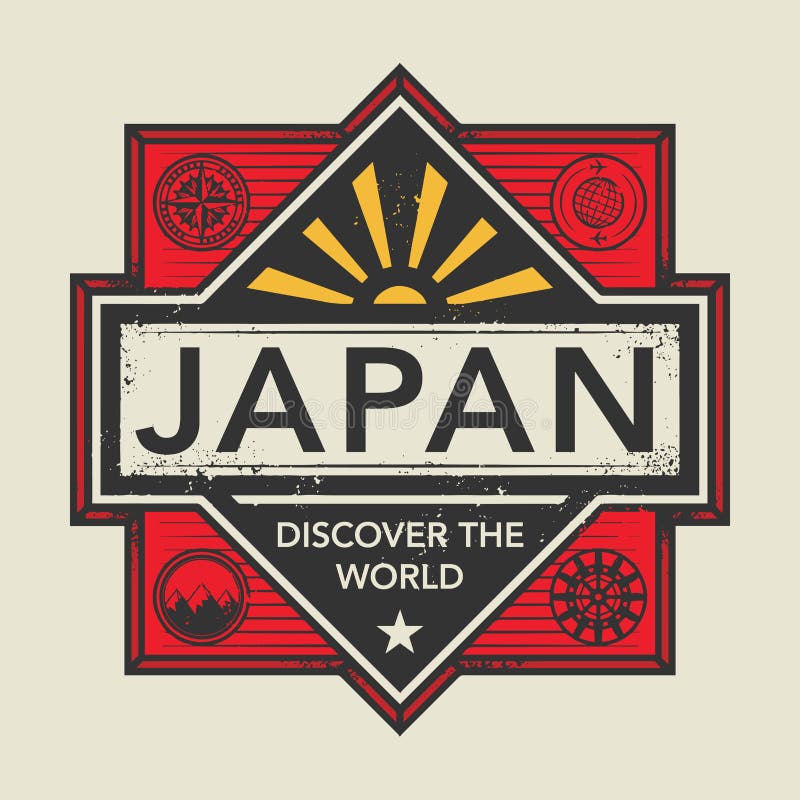 Stamp or Vintage Emblem with Text Japan, Discover the World Stock ...