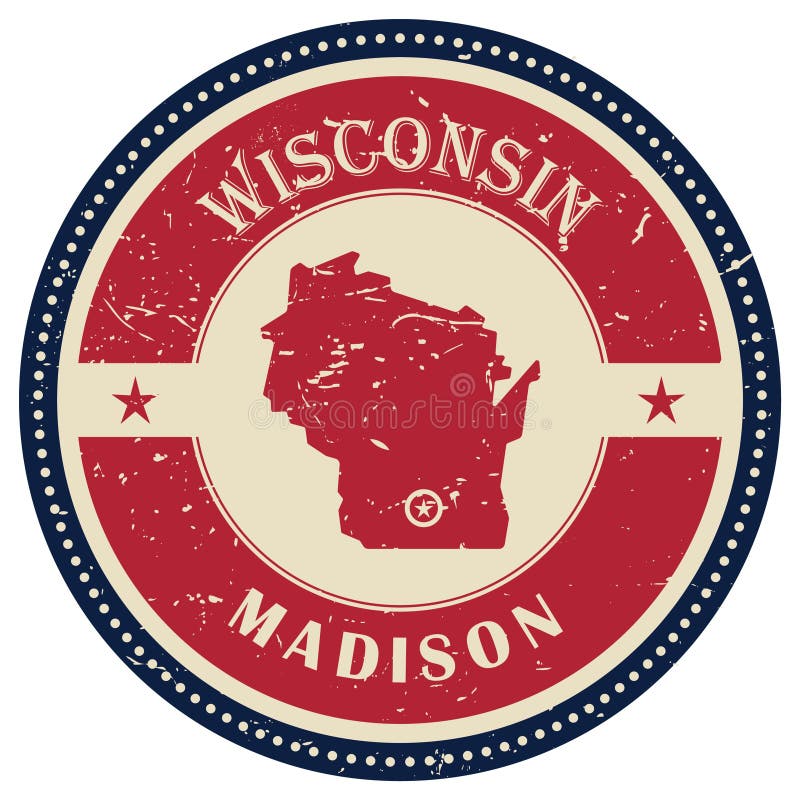 Stamp of Wisconsin State. Vector Illustration Decorative Design Stock ...
