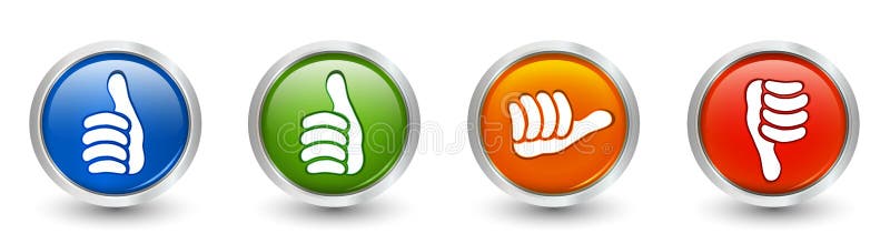 3d Illustration. Icons Green and Blue Thumb Up - Thumb Down Red ...