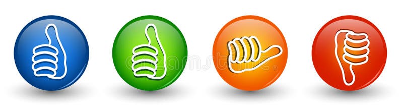 Set Icons Buttons. Thumbs Up Green And Blue - Orange Neutral Thumb ...
