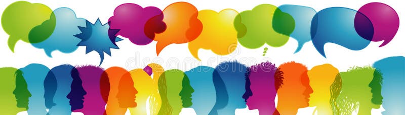 Group of Diverse People with Speech Bubble. Crowd Talking ...