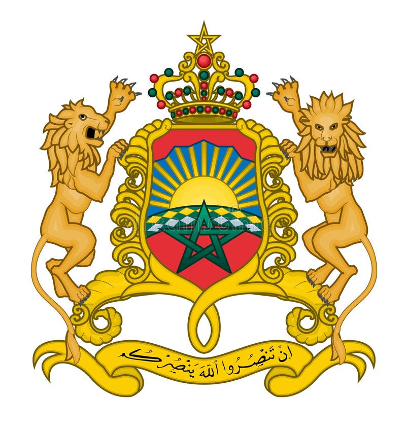 Morocco Official National Flag and Coat of Arms, Africa Stock Vector ...