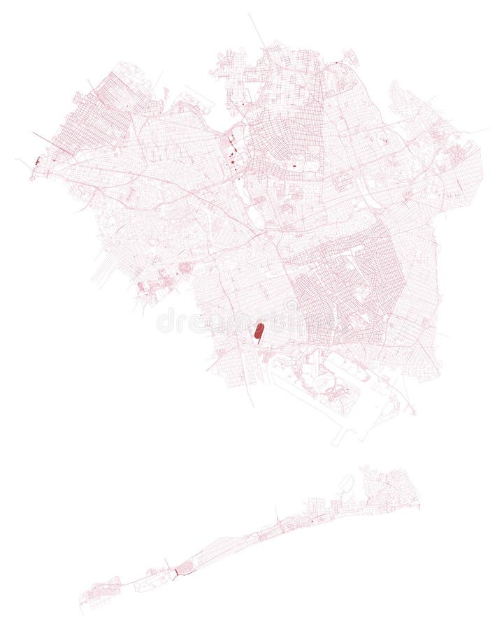 Queens Map, New York City, Streets and District. City Map. Usa Stock ...