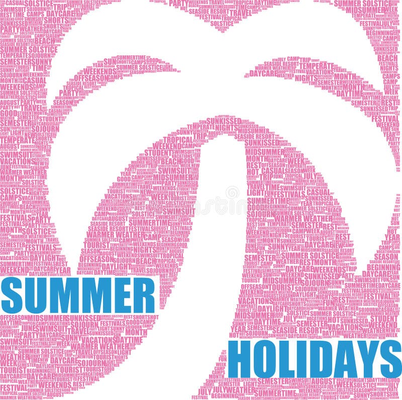 Palm Tree Shaped Tagcloud with Words Related To Summer Holidays Stock ...