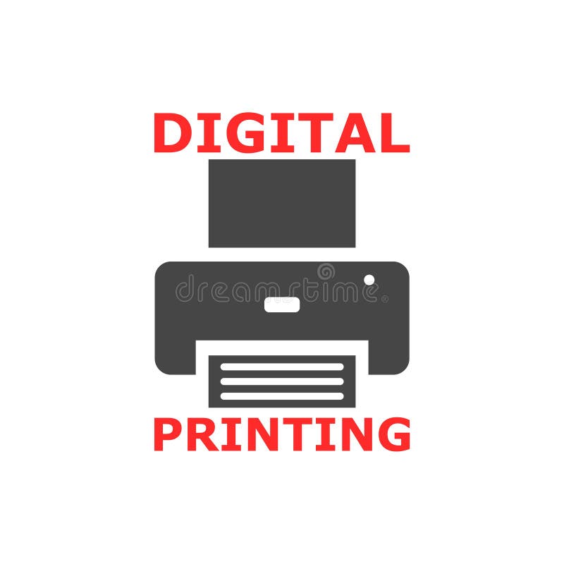 Digital Che Stampa Icona O Logo, Insieme Di Colore Con Ombra Lunga ...