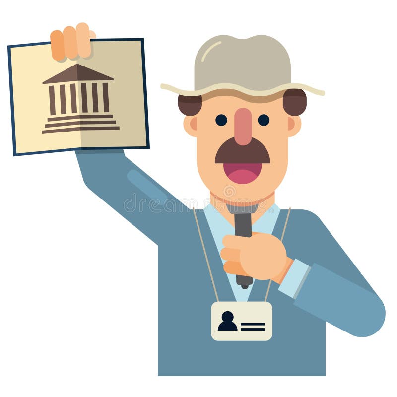 Tourist Guide with Explanations in Hand Stock Vector - Illustration of ...