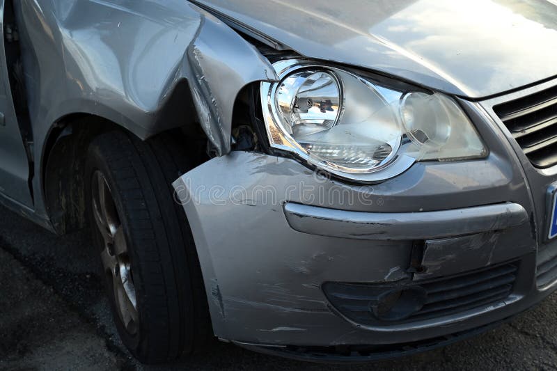 Stamped Car with Damaged Wing and Headlight Editorial Stock Image ...