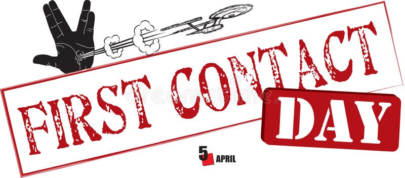 Stamped Text First Contact Day Stock Vector - Illustration of aliens ...