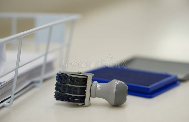 Stamper and Ink Pad at Office Stock Image - Image of office, secretary ...