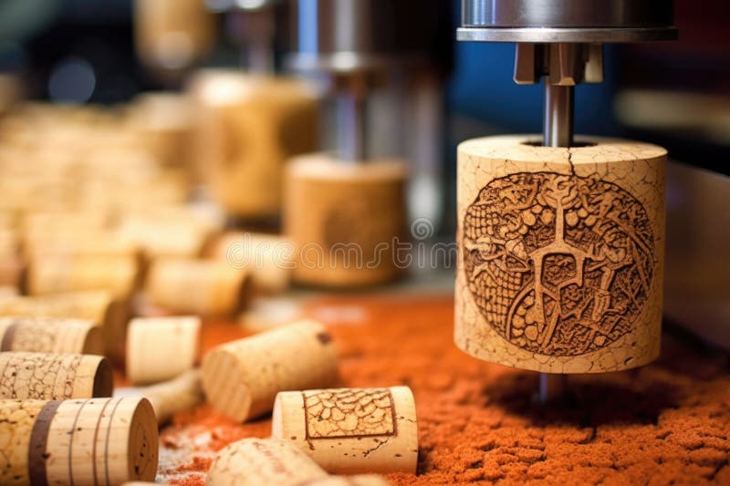 Stamping Machine Imprinting Logos on Corks Stock Illustration ...