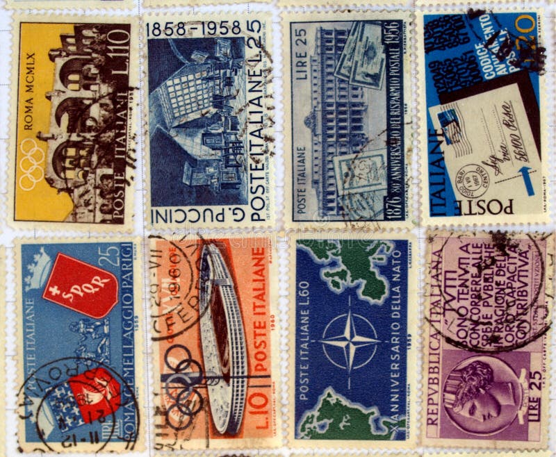 Italian old Stamps editorial image. Image of heads, retro - 7387365