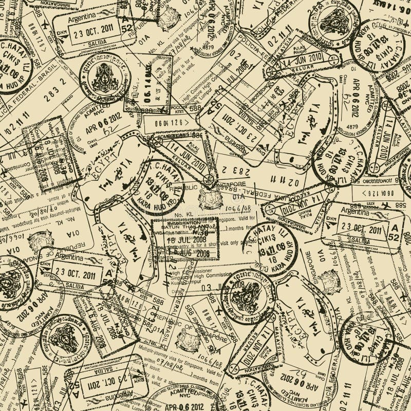 Passport Visa Stamp Seamless Pattern. Travel Background with Visa Stamp ...