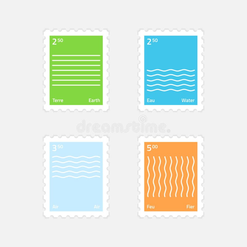 Stamps four elements stock vector. Illustration of postcard - 118622459