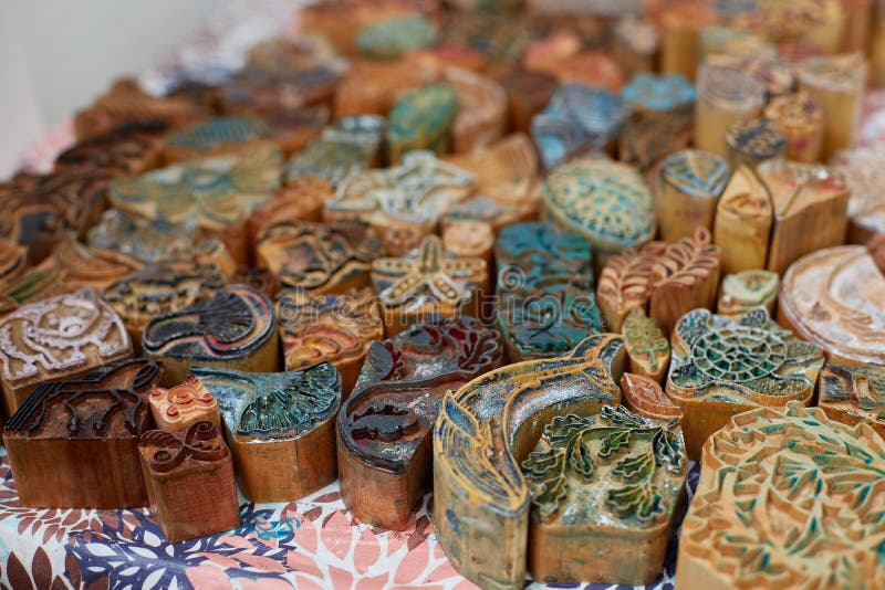 Stamps for Printing on Fabric with Acrylic Paint. Stock Image - Image ...