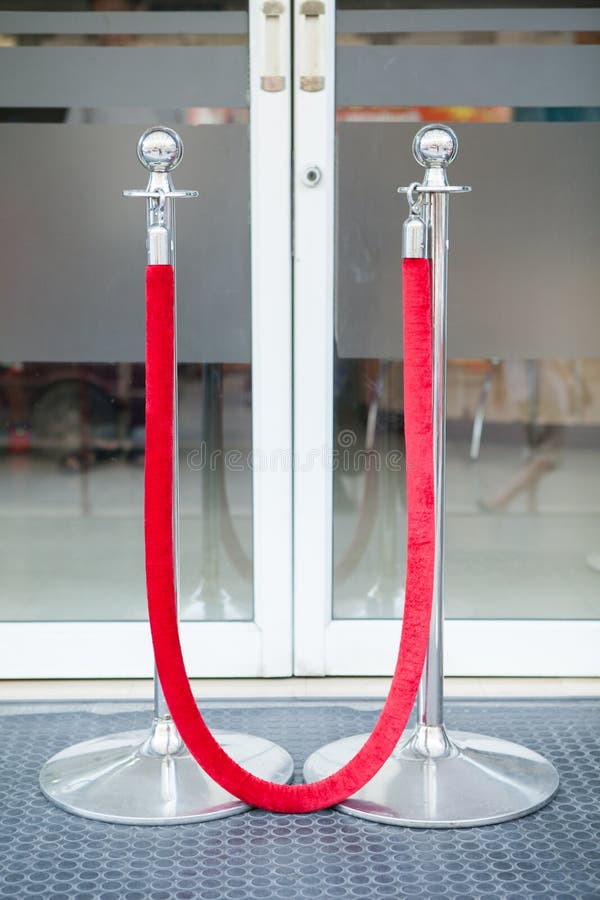 Stanchion or Stand Barriers in Front of a Door Entrance Stock Image ...