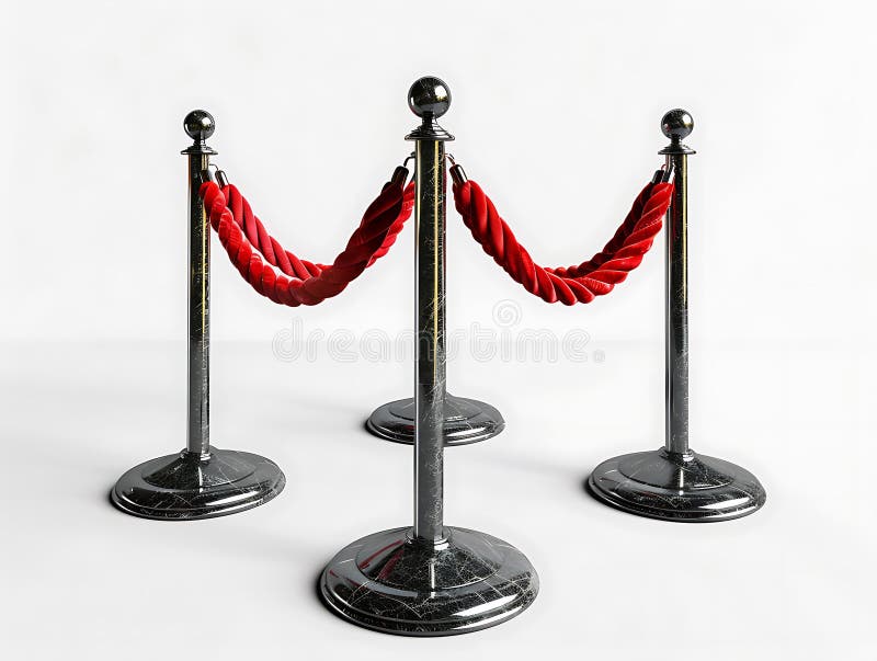 Stanchions with Red Velvet Ropes Cut Out in High Resolution Stock ...