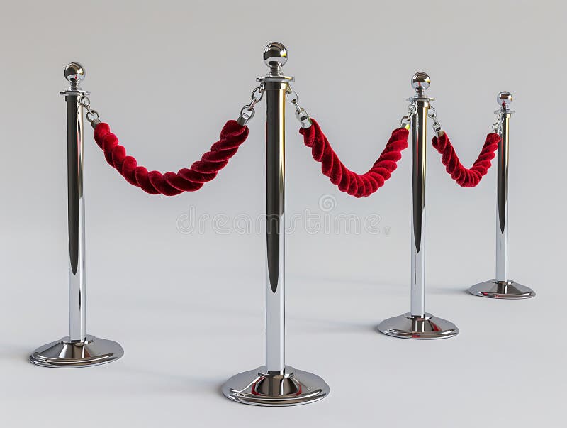 Stanchions with Red Velvet Ropes Cut Out in High Resolution Stock ...