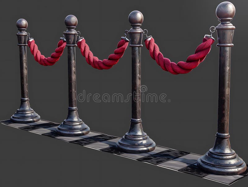 Stanchions with Red Velvet Ropes Cut Out in High Resolution Stock ...