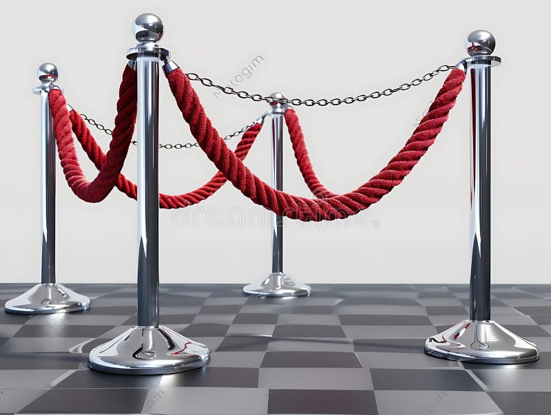 Stanchions with Red Velvet Ropes Cut Out in High Resolution Stock ...