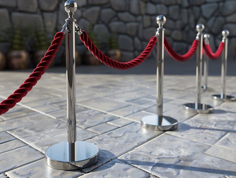Stanchions with Red Velvet Ropes Cut Out in High Resolution Stock ...