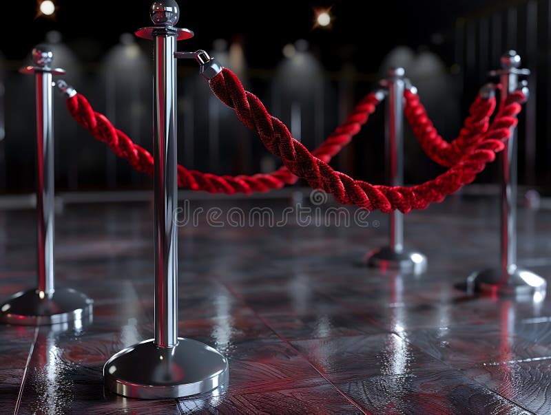 Stanchions with Red Velvet Ropes Cut Out in High Resolution Stock ...