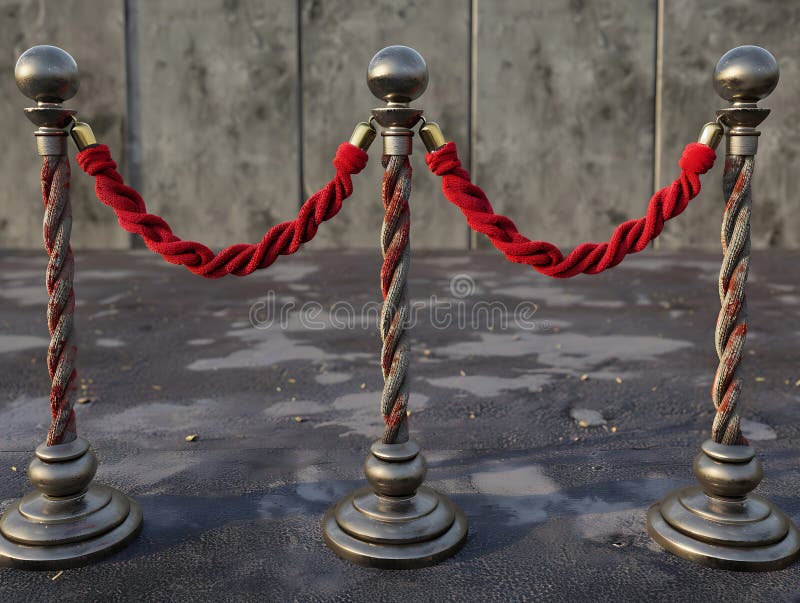 Stanchions with Red Velvet Ropes Cut Out in High Resolution Stock ...