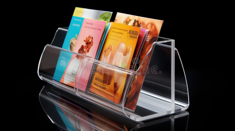 Stand Acrylic Brochure Holder Stock Illustration - Illustration of ...