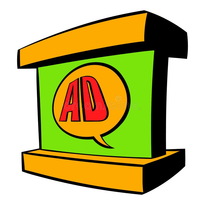 Stand Advertising Icon Cartoon Stock Vector - Illustration of board ...