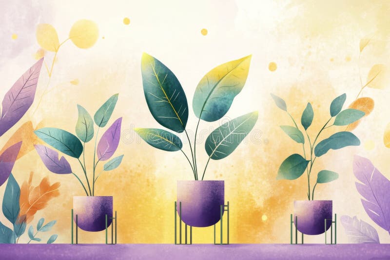 A Stand Against a Wall Holds Three Potted Plants, Ideal for Decorating ...