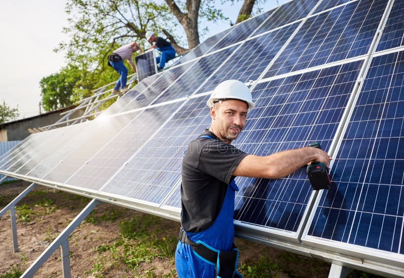 Stand-alone Exterior Solar Panel System Installation, Renewable Green ...