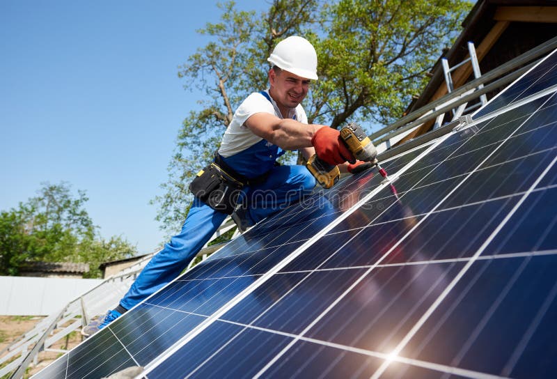 Stand-alone Exterior Solar Panel System Installation, Renewable Green ...