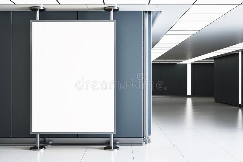 Stand Alone White Digital Advertising Screen in a Contemporary Shopping ...