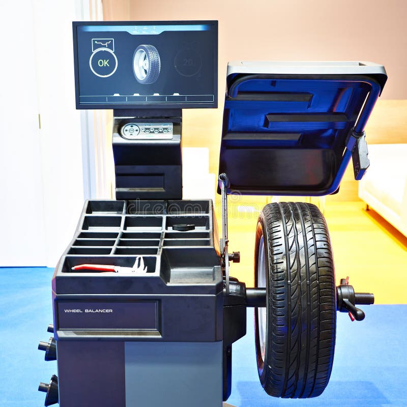 Stand for Balancing Wheels of Car Stock Photo - Image of professional ...