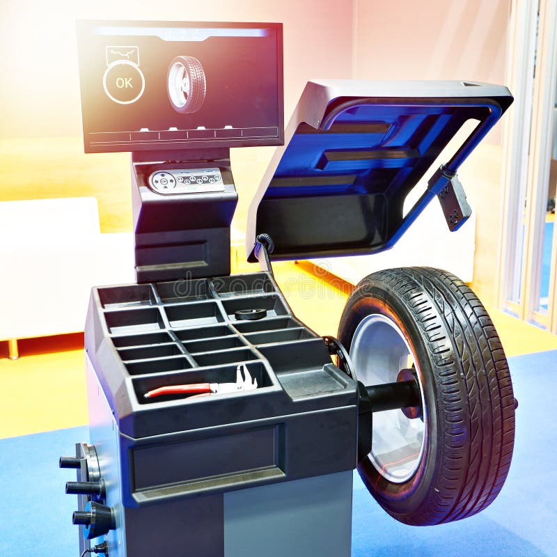 Stand for Balancing Wheels of Car Stock Photo - Image of stand, problem ...