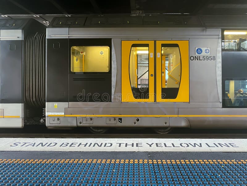 Stand Behind the Yellow Line Sydney Trains Stock Photo - Image of ...