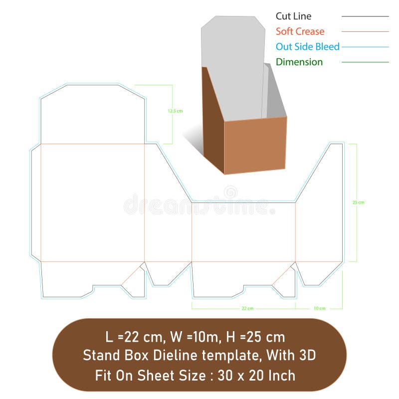 Stand Box Dieline Template and 3D, Vector File Stock Vector ...