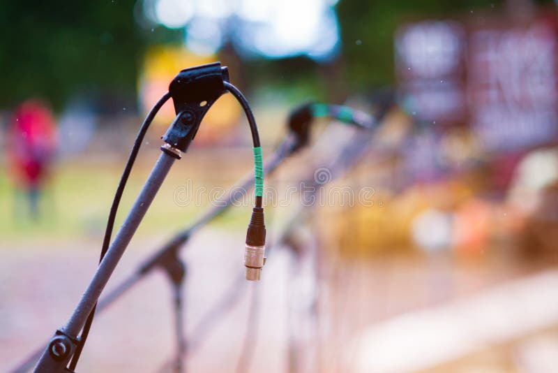 Stand with Cable and Plug for Connecting a Microphone Stock Photo ...