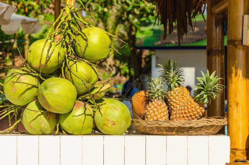 Coconuts at a stand stock image. Image of uanawatuna - 75641011