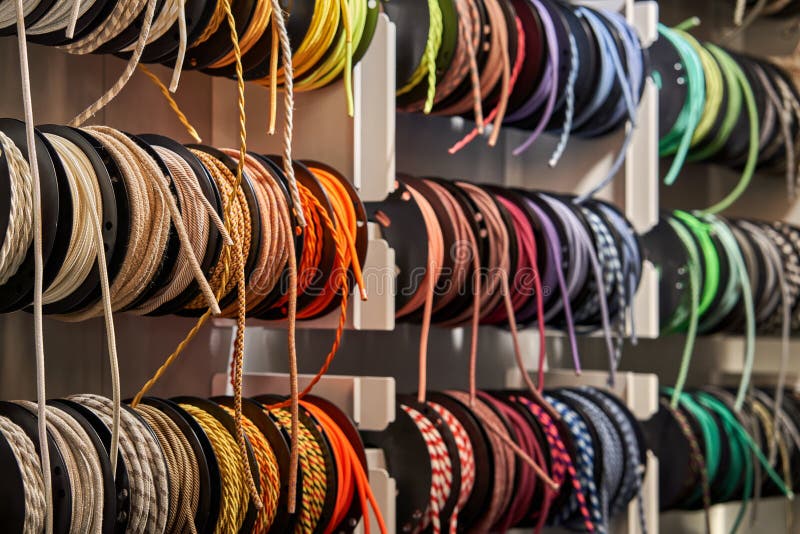 Textile Braided Electrical Cable Cord with Terminals Stock Image ...