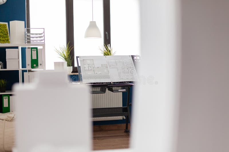 Stand with Drawing Plans for Real Estate Development Stock Image ...