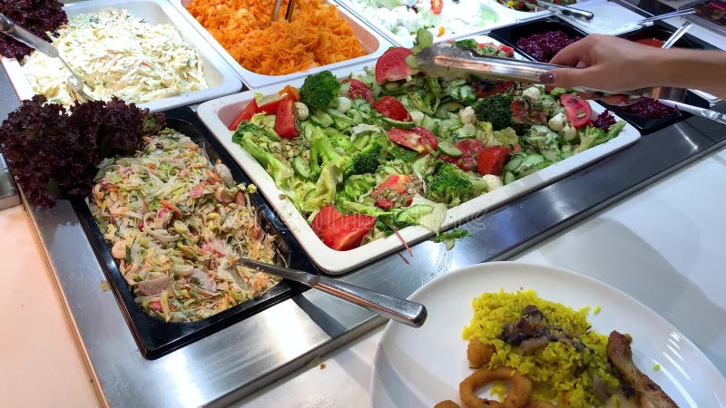 Stand with Eat in the Diner with Self-service Stock Footage - Video of ...