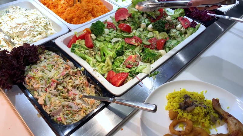 Stand with Eat in the Diner with Self-service Stock Footage - Video of ...